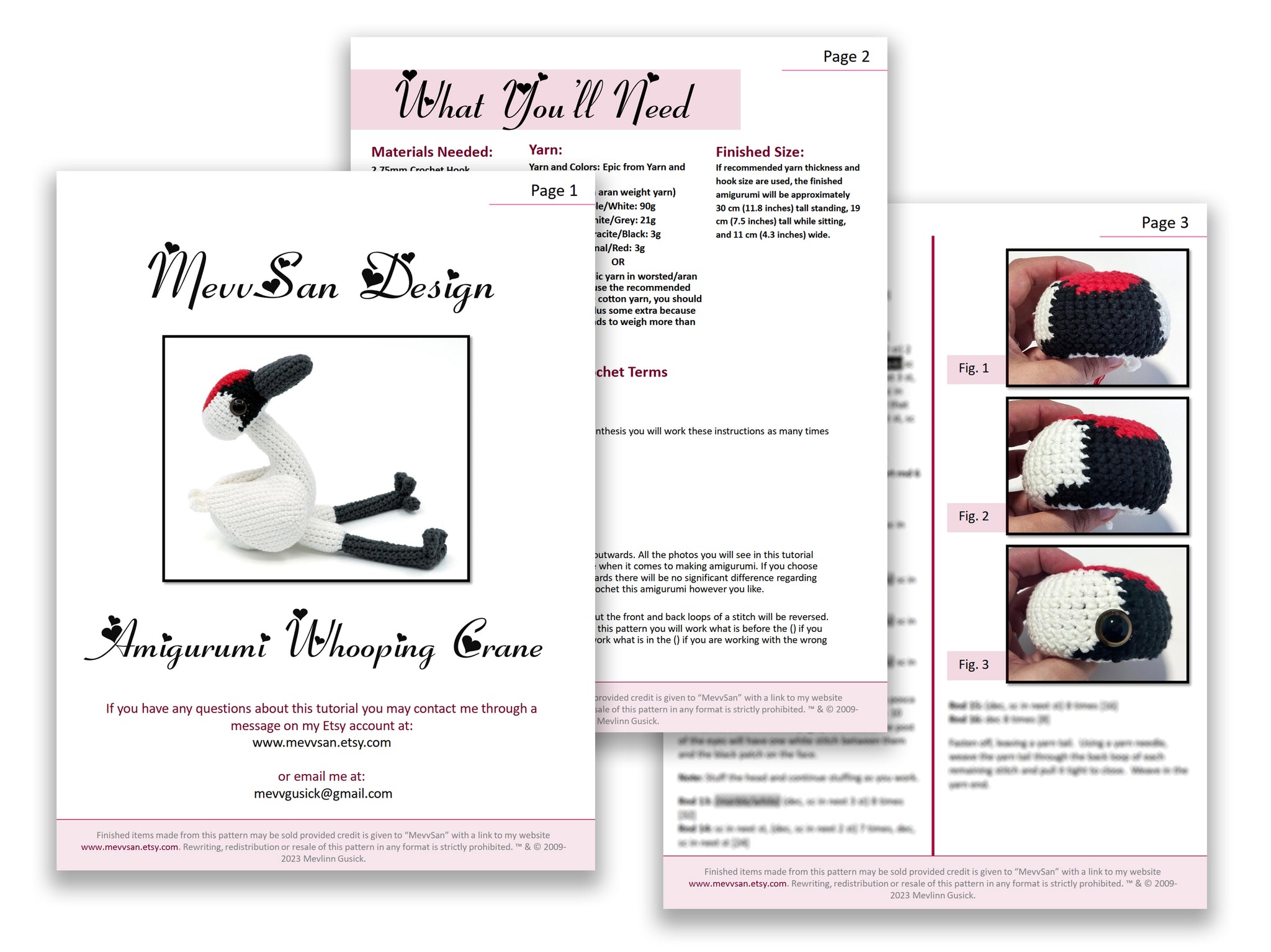 Whooping Crane Amigurumi Pattern - Large Crochet Bird PDF | MevvSan
